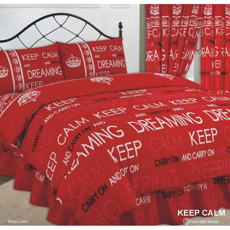 Keep Calm & Carry On Dreaming/Sleeping, Red/White/Black, Double Bed ...