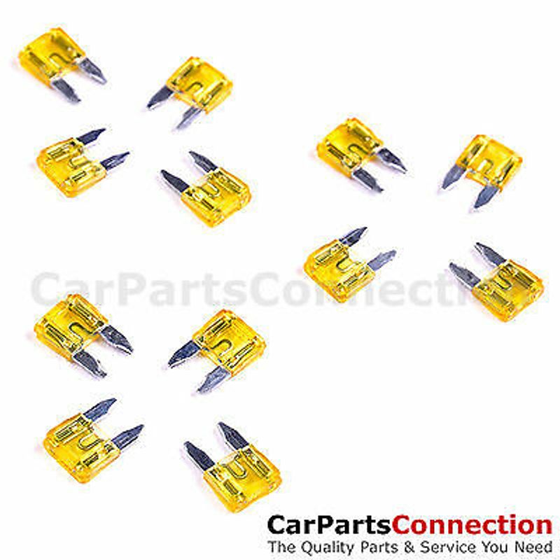 12 Piece Car Mini Fuse 20 AMP ATM Color Coded Emergency Replacement Kit ...