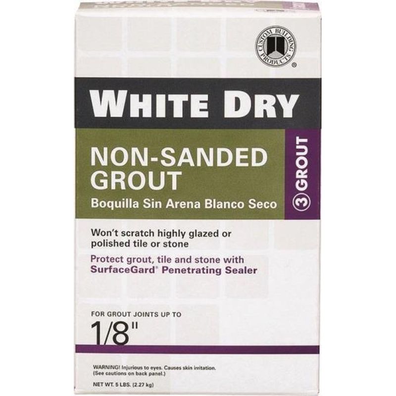 NEW CUSTOM BUILDING WDG5-4 5LB BOX WHITE DRY NON SANDED GROUT POWDER 6720312 - EveryMarket