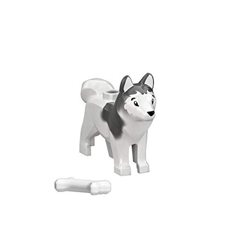 LEGO Animal Minifigure Husky Arctic Sled Dog with Bone (Aprox. 1" inch ...