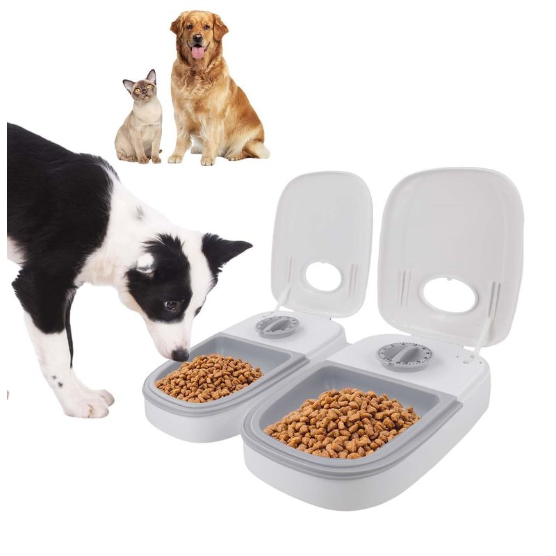 2 Meal Automatic Pet Feeder With 48H Timer, 700ML Cat Food Dispenser ...