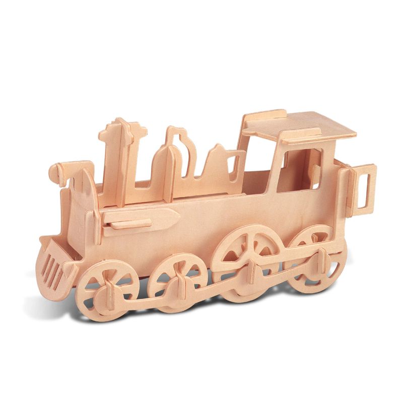 Puzzled 3D Puzzle Rolling Locomotive Train Wood Craft Construction Model Kit, Fun & Educational ...