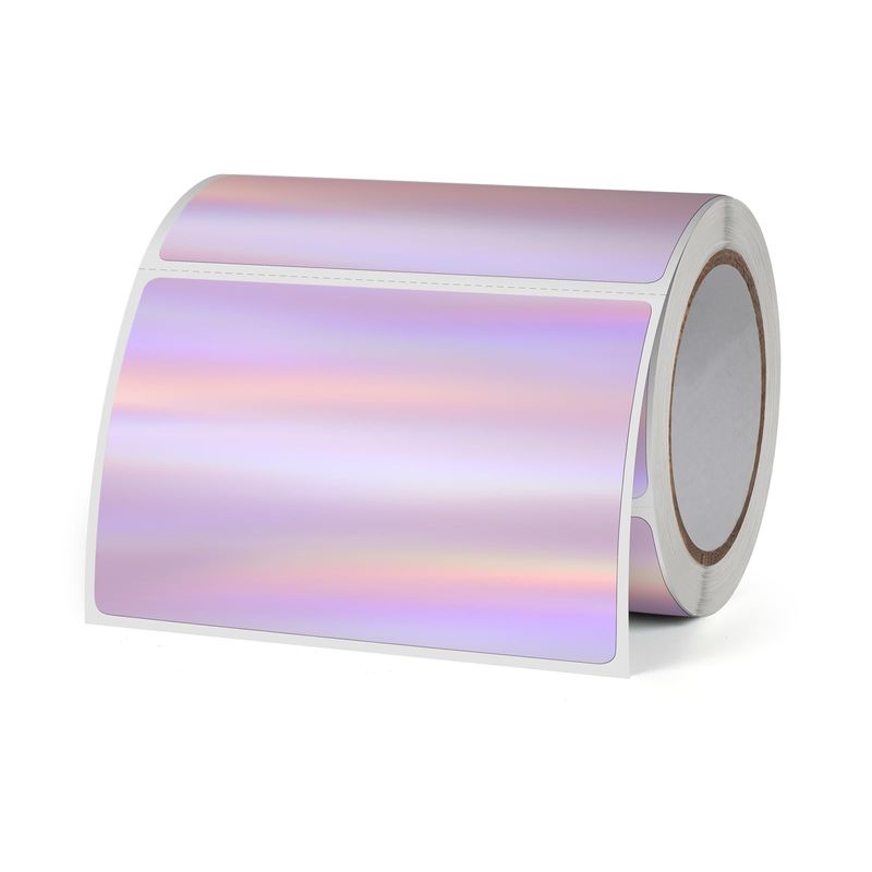 FINDAT Holographic Thermal Labels 76 x 50 mm Laser Purple Rectangular ...