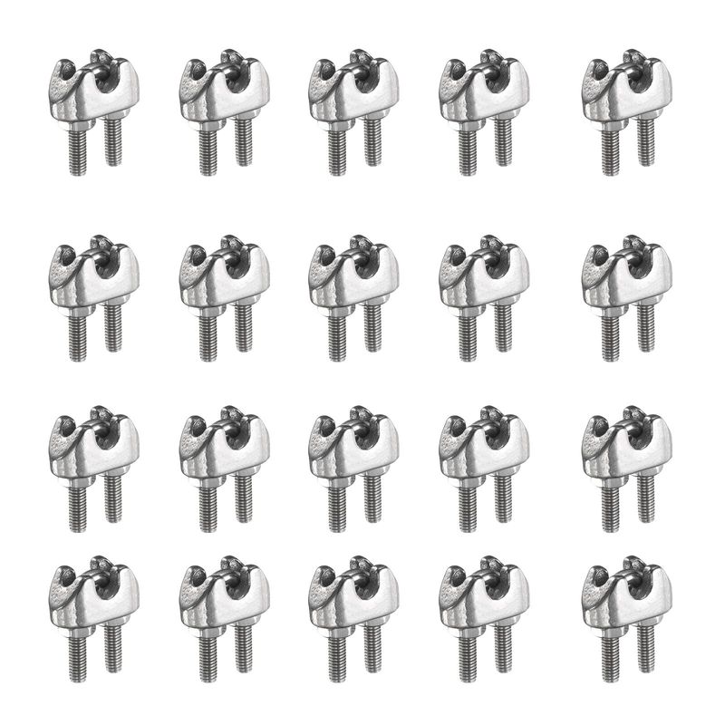 sourcing map 20 Pcs M2 Stainless Steel Wire Rope Clip Clamps, 1/16 ...