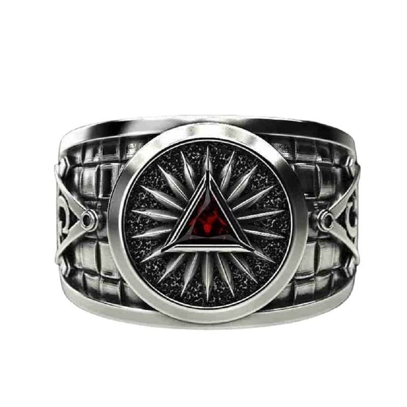 Masonic Ring for Men, Crystal Triangle Masonic Freemason Ring ...