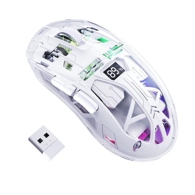 FREEWOLF A2 Wireless Gaming Mouse, Dual Mode 2.4G/Bluetooth PC Gaming Mice, Ergonomic RGB Mouse ...