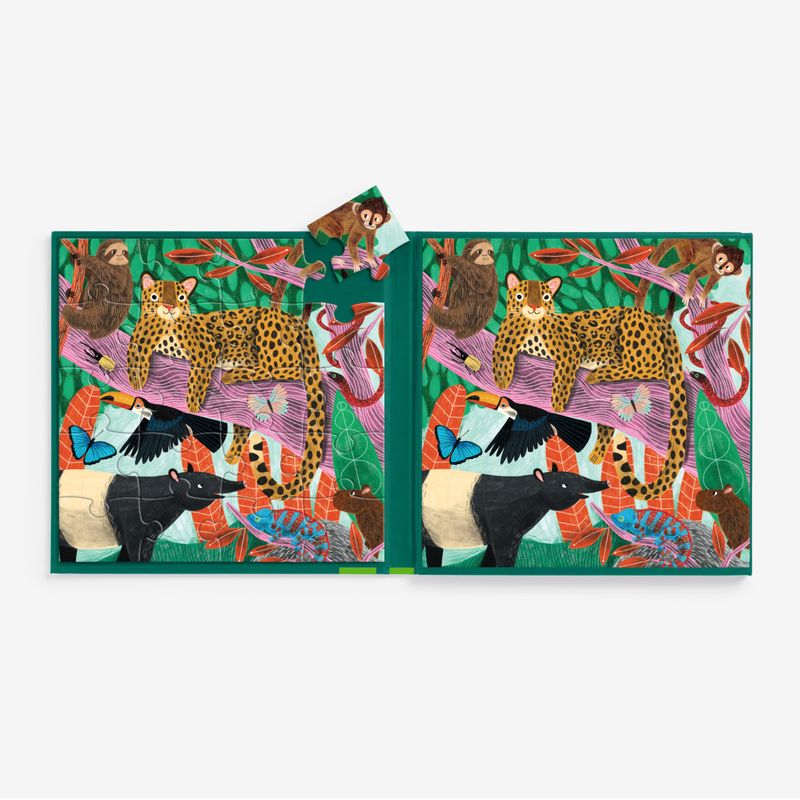Mudpuppy Jungle & Safari - Tri Fold Magnetic Puzzles Featuring Two 20 ...
