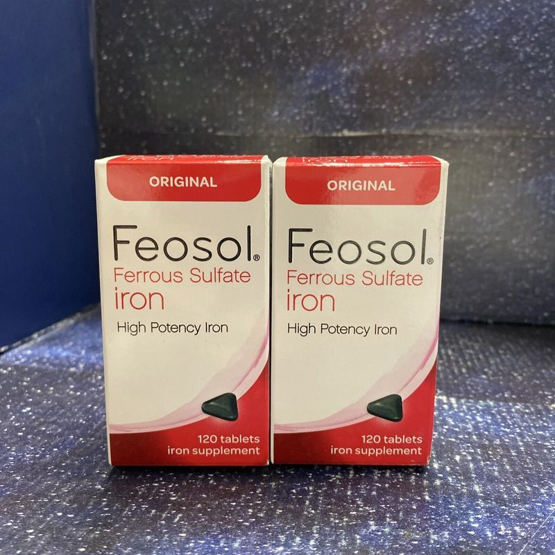 2X Feosol Original 65 mg High Potency Ferrous Sulfate Iron Supplement 120 Ct Ea - Online ...