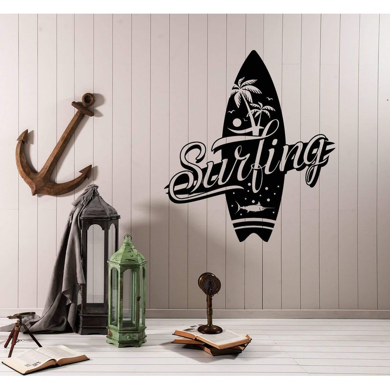Vinyl Wall Decal Surf Club Surfboard Surfing Club Logo Signboard ...