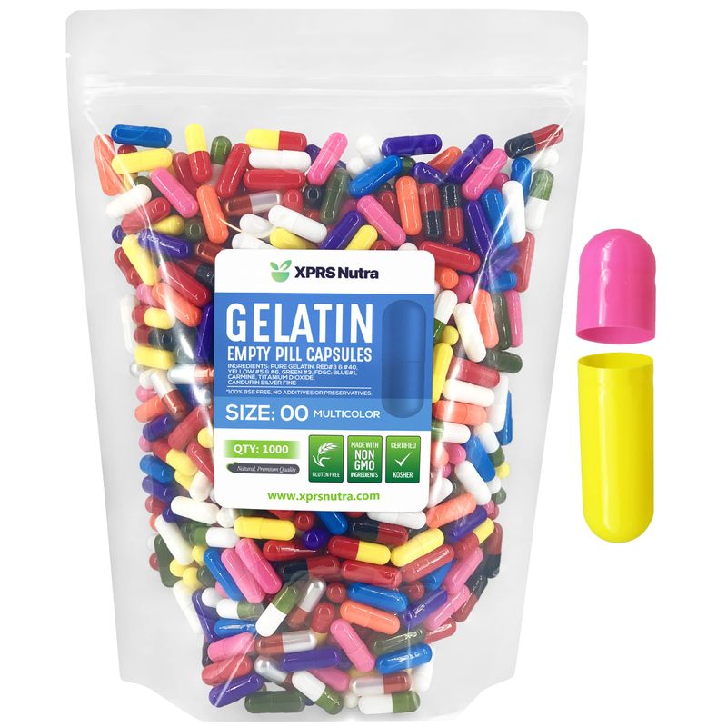 XPRS Nutra Size 00 Empty Capsules - 1000 Count Empty Gelatin Capsules ...