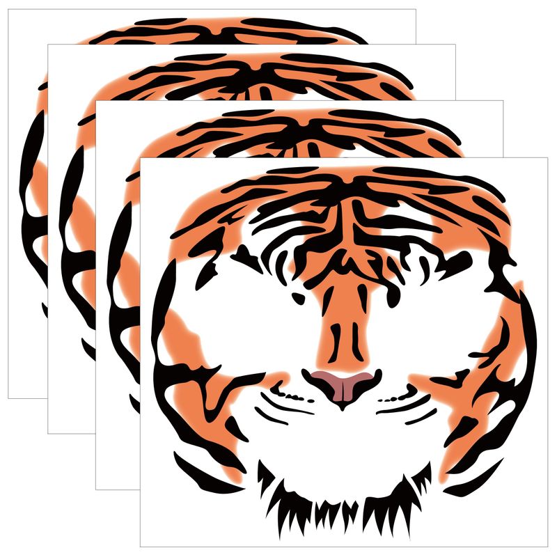 Tribal Tiger Temporary Face Tattoos Fake Animal Full Face Tattoo ...