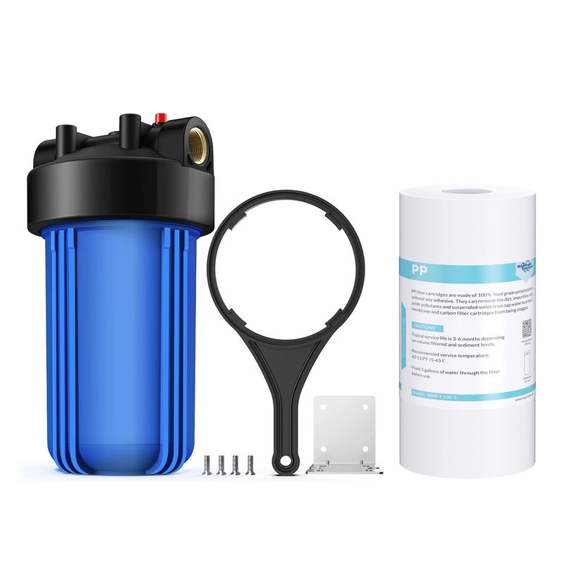 10 Inch Big Blue Whole House Water Filter Housing System 10" x4.5" PP ...