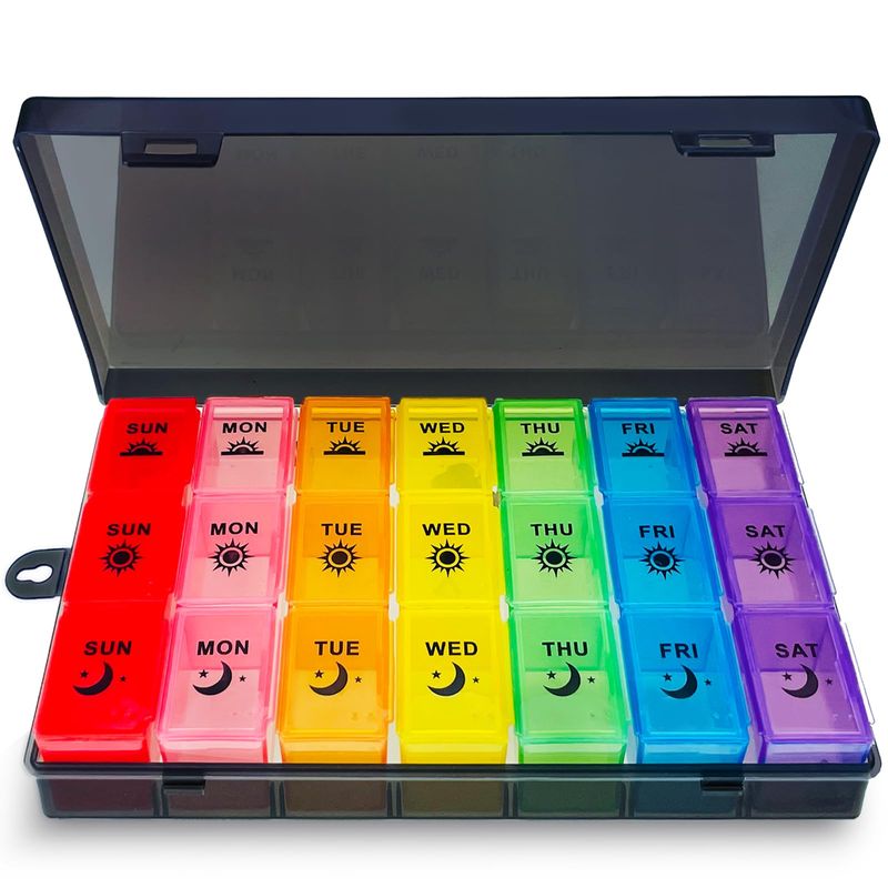ZVZM Pill Box Organiser, Pill Boxes 7 Day 3 Times a Day, Weekly Dossett ...
