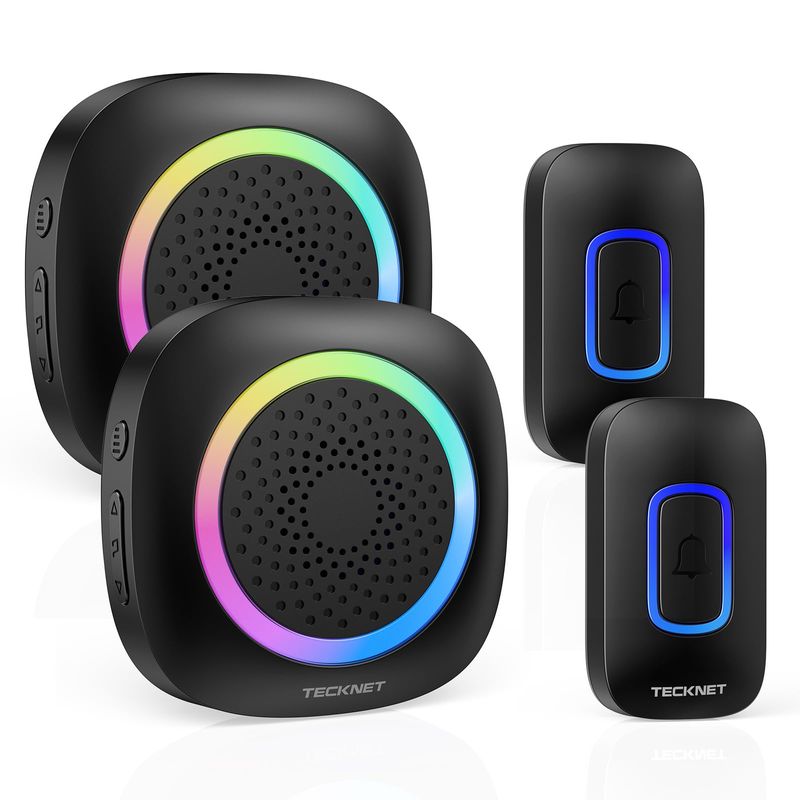 TECKNET Wireless Bell 2 Receivers 2 Transmitters Wireless Doorbell ...