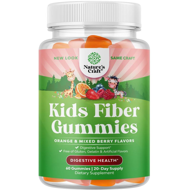 Kids Fiber Gummy Prebiotics Supplement - Soluble Fiber Gummies for Kids ...