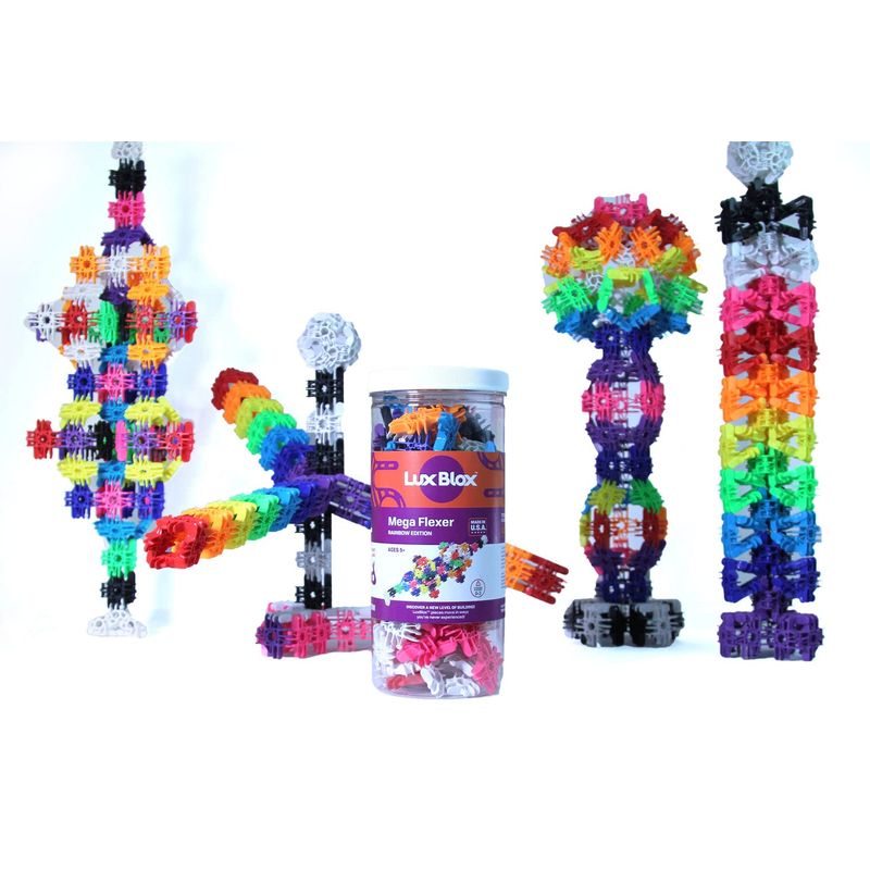 Lux Blox Mega Flexer Rainbow Colors. Building Blocks Kit for Kids Girls ...