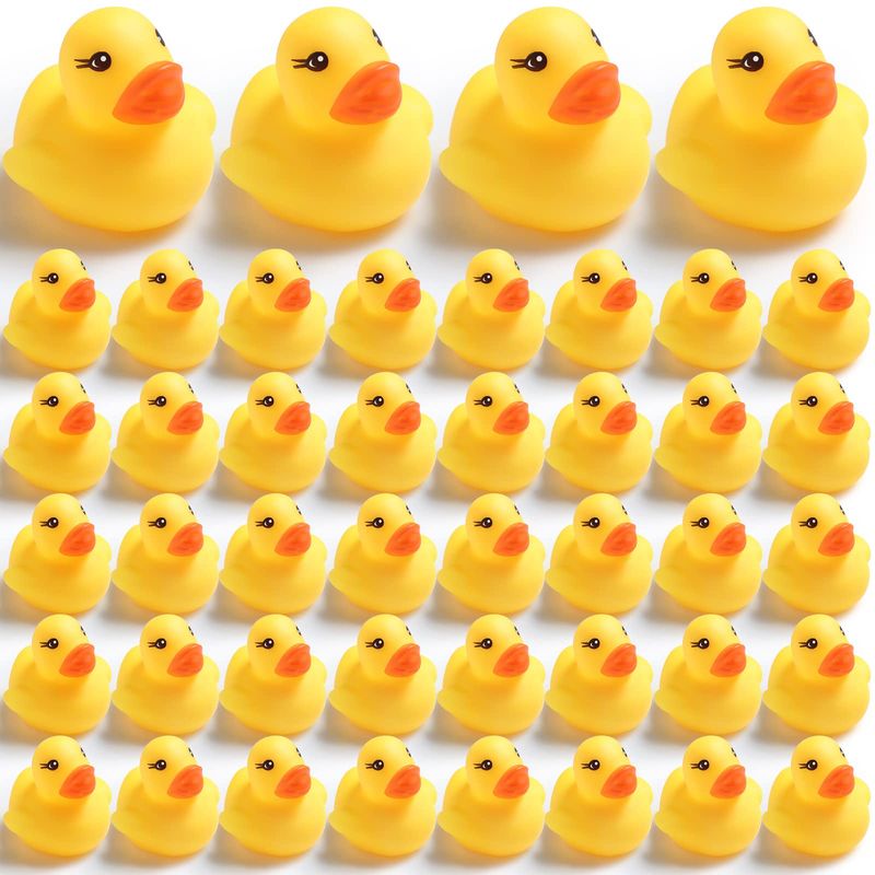 100 Pcs Mini Yellow Rubber Ducks Bath Toy Tiny Baby Shower Rubber Duck ...