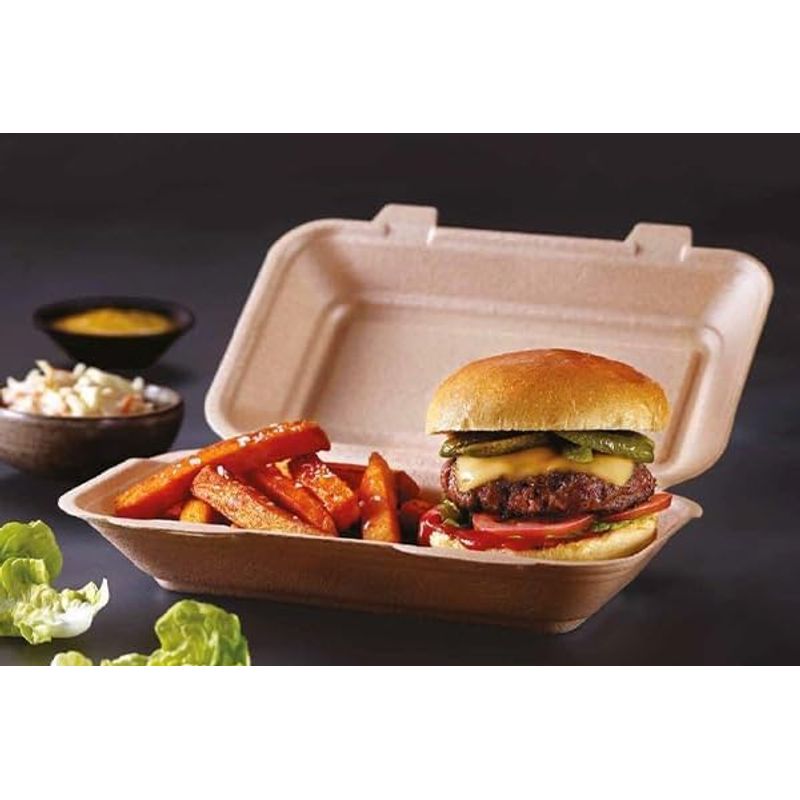 (Set of 220) - Brown Insulated Clamshell Takeaway Food Box Burger Box ...