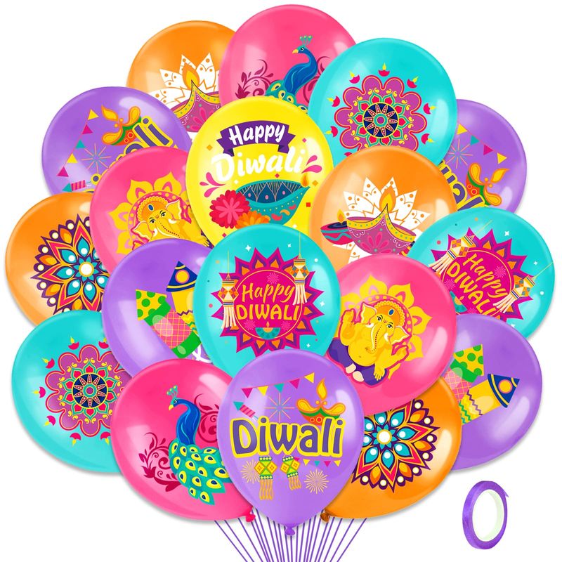 DPKOW Diwali Decorations Happy Diwali Balloon Set, 27pcs Diwali ...