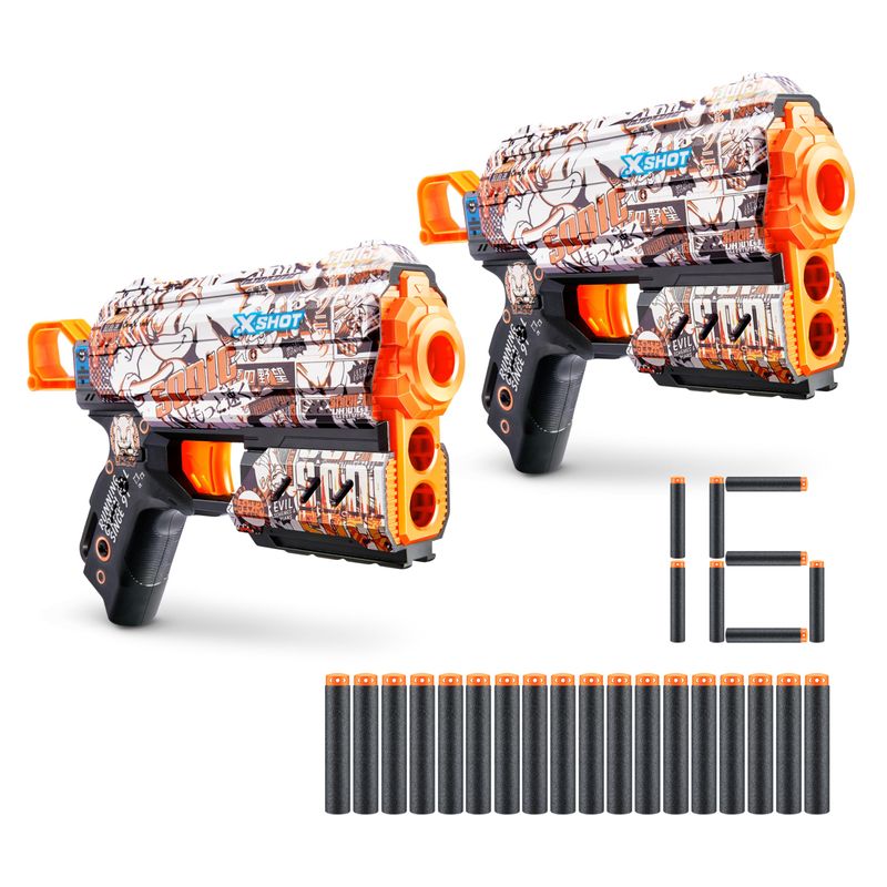 XSHOT Skins Flux Blaster Sonic Retro, Sonic The Hedgehog Design with 16 ...