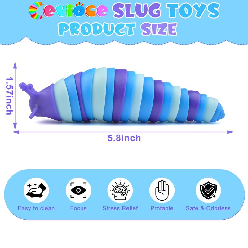 Cevioce Sensory Slug Fidget Toys,Mini Fidget Slug Toys for Adults ...