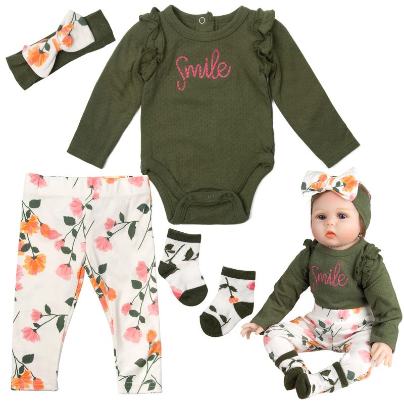 Reborn Baby Doll Clothes 18 Inch Girl 4pcs Green Outfits Accessories ...
