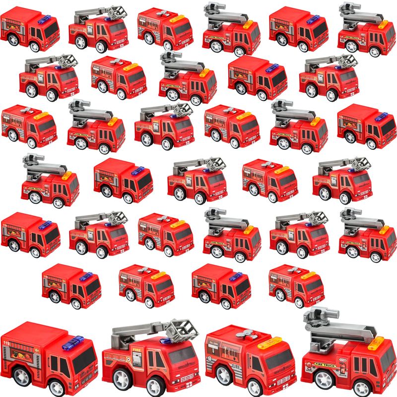 Conagel 36 Pcs 4 Styles Mini Pullback Fire Truck Toy Small Pull Back ...