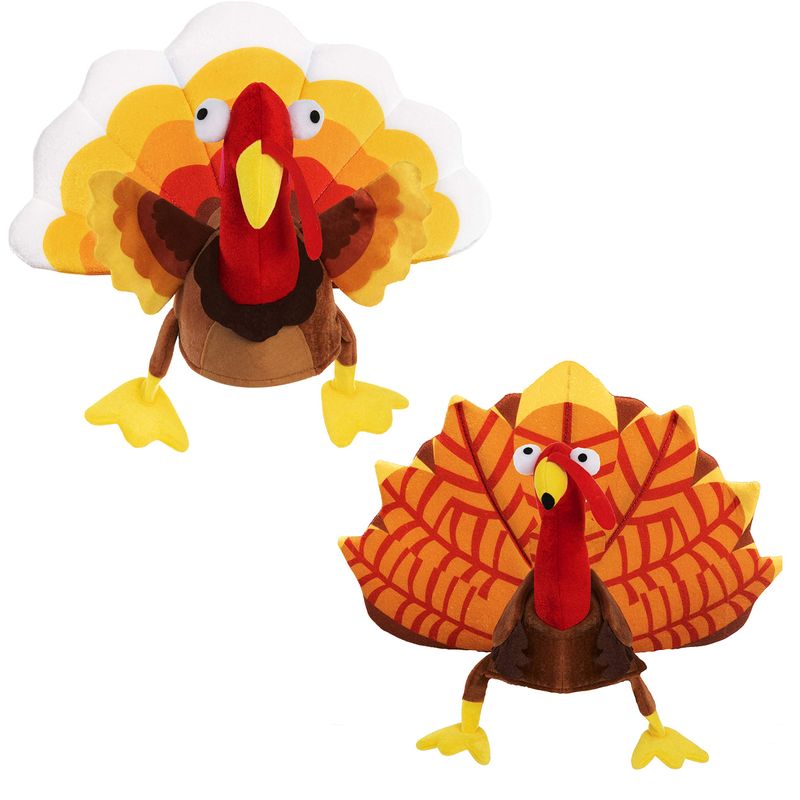 JOYIN 2 Pack Turkey Sitting Hats Silly for Thanksgiving Night Event ...
