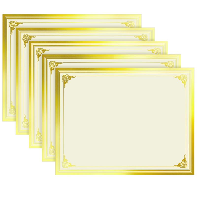 SUNEE 50 Sheets Certificate Papers - Blank Gold Foil Border, Letter ...