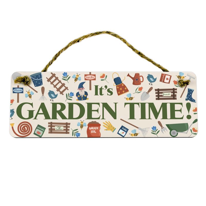 Garden Time Sign - Gardening Cartoons & Tools - MDF Funny Wall Decor ...