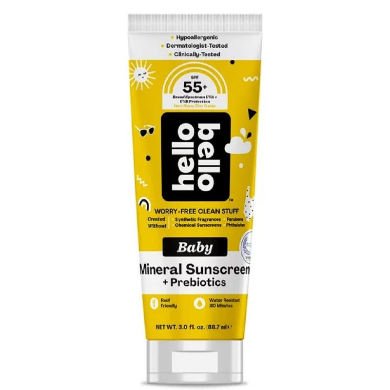 Hello Bello Mineral SPF 55+ Sunscreen Lotion with Prebiotics I Water ...