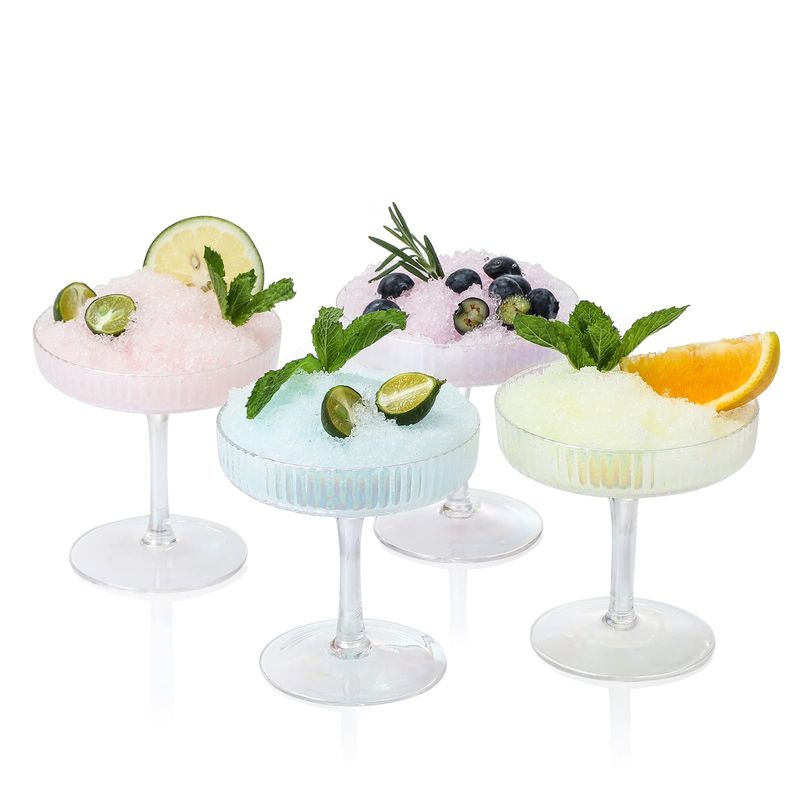 G Iridescent Coupe Glasses 4 Set, Vintage Stem-ware for gimlet Cocktail ...