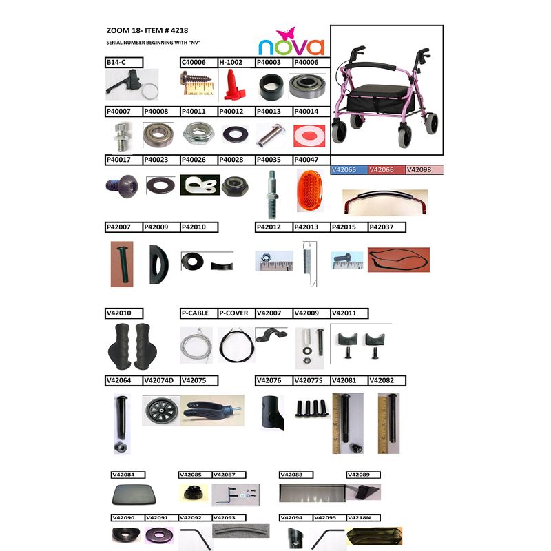 hhs Nova Replacement Parts for Rollators - V42084 Padded SEAT for All ...