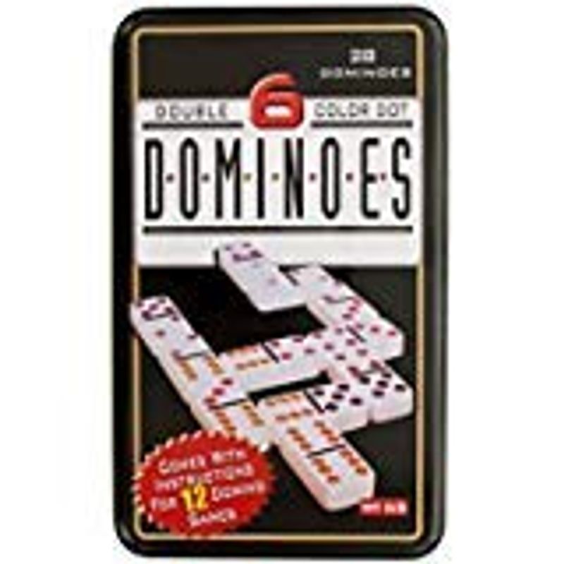 Double 6 Color Dot Dominoes Dominos Game Set in Metal Storage Tin Case ...