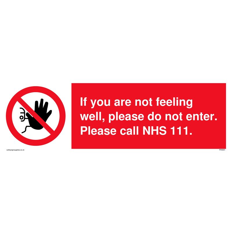 Pack of five - if you are not feeling well, please do not enter. Please ...