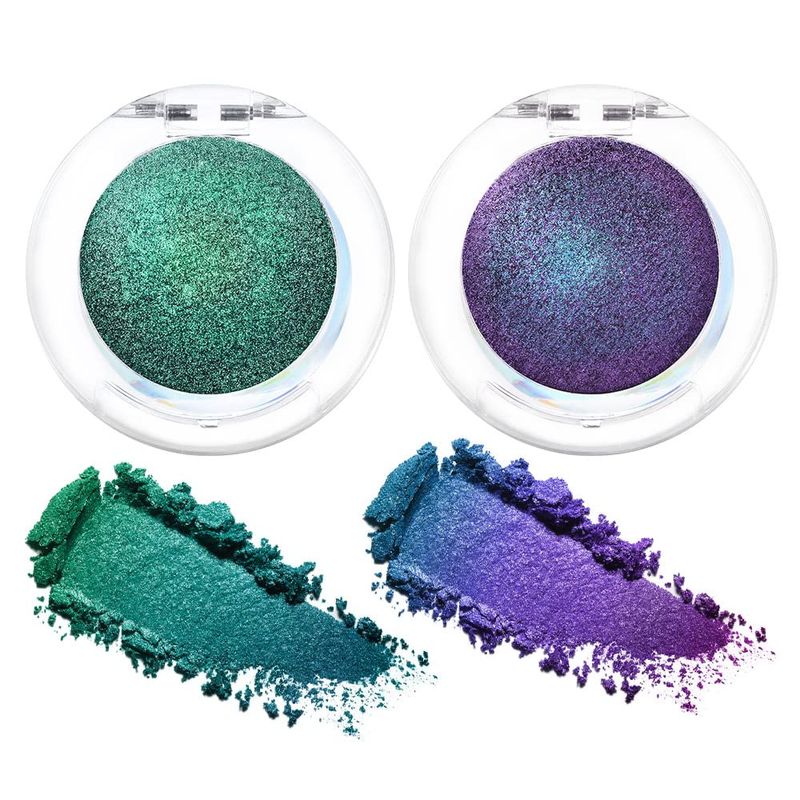 evpct 2Pcs Mermaid Duochrome Iridescent Eyeshadow Palette Bright Purple ...