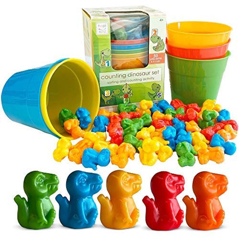 Hapinest Dinosaur Math Counters Color Sorting and Counting Activity Set ...