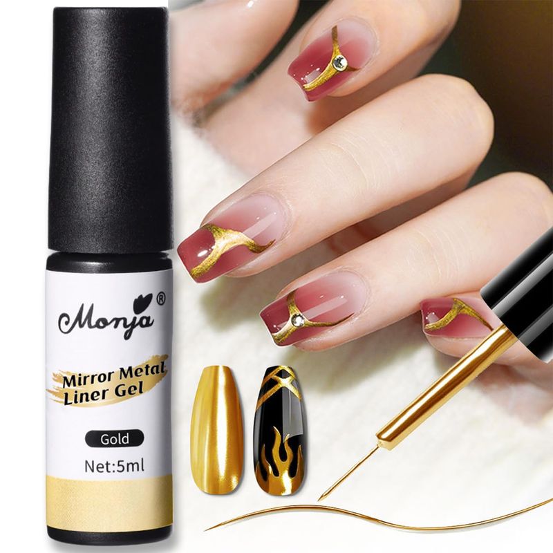 Metallic Gold Liner Gel Nagellack - 5ML Metal Nail Art Gel Liner Polish ...