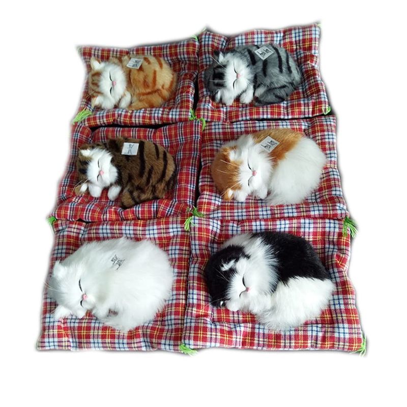 Simulation Lovely Cat Make Sounds Doll Cute Sleeping Plush Cats on Mat ...