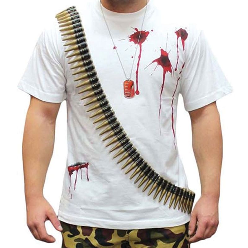 Army Solider Gold Die Bullet Belt with 96 Bullets Adults Fancy Dress ...