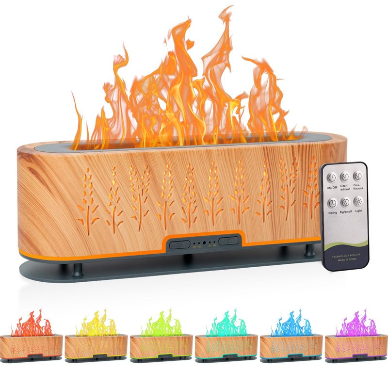 Essential Oil Diffusers, Flame Air Diffuser, 200ml Aromatherapy Diffuser with 2 Mist Mode 4 ...