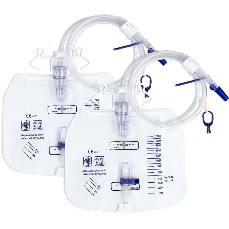 2000mL Sterile Urinary Drainage Bag, 2 Pack Overnight Catheter Bags ...