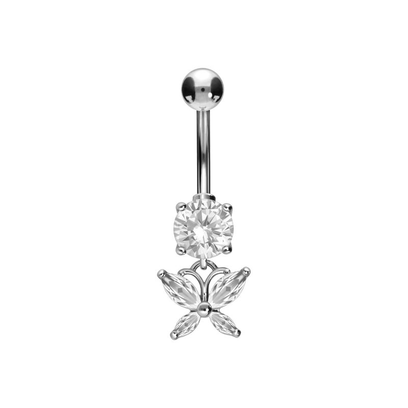 PIERCINGLINE Titanium Banana Bell with 925 Silver Design Crystal ...