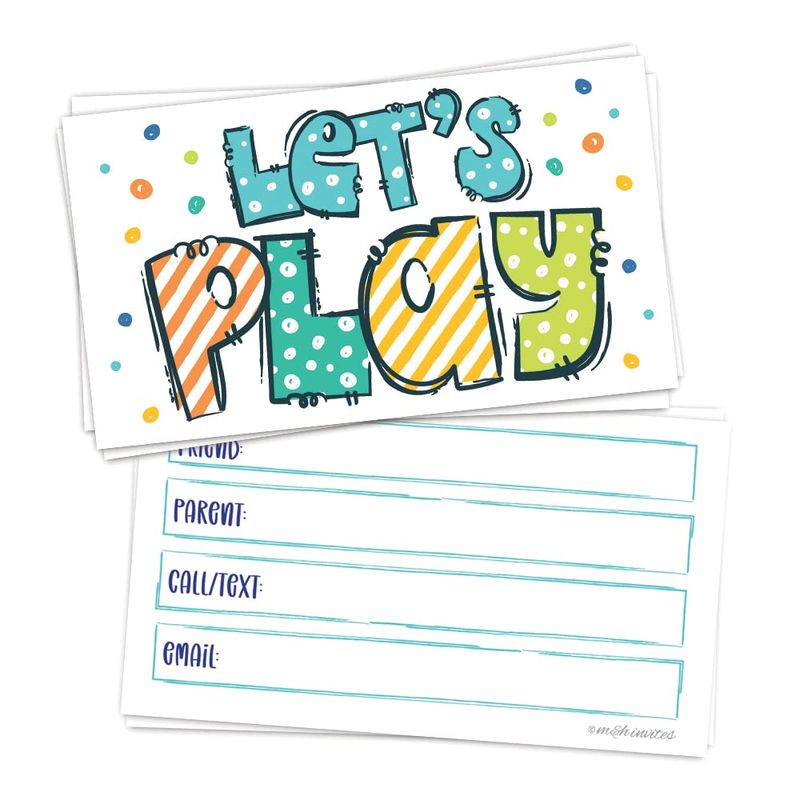 50 Play Date Cards for Kids - Let's Play Keep in Touch Contact Card for ...