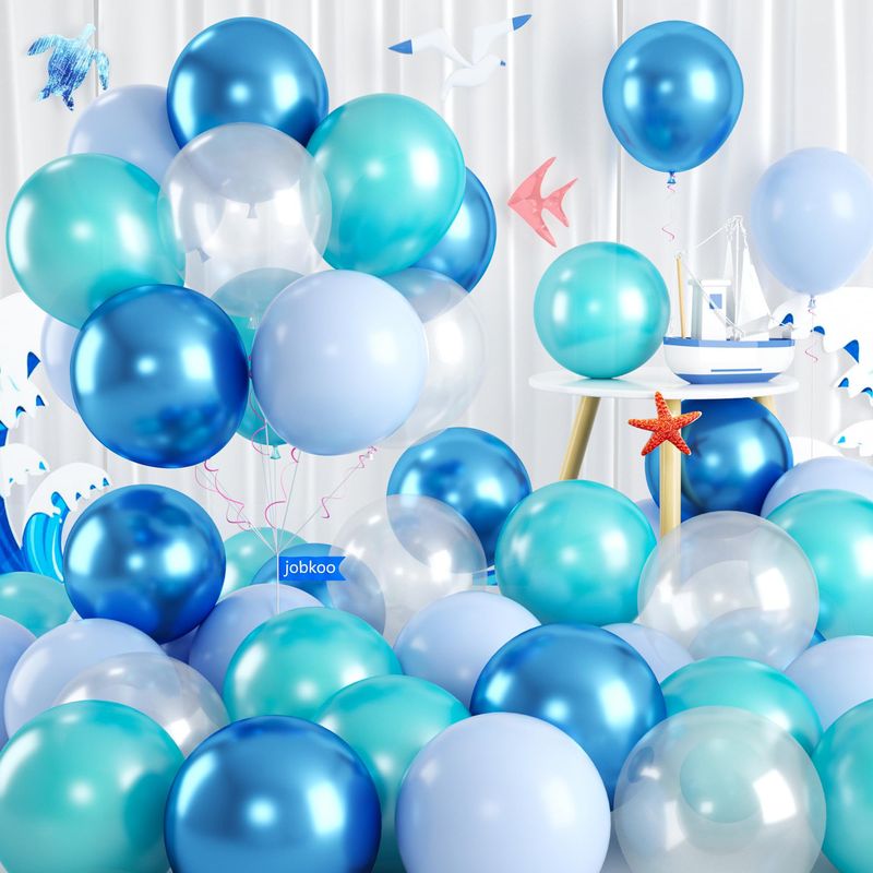 Teal Blue Balloons, 60 PCS Turquoise Blue Balloons with Transparent ...