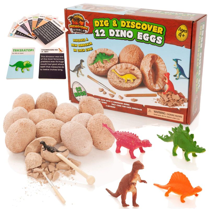 Prehistoric World Dinosaur Toy - Dinosaurs Egg Dig Kit - Dino Egg ...