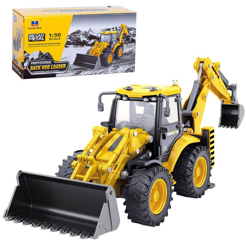 Qcar Backhoe Loader Excavator Truck Toys for Kids 1/50 Metal ...