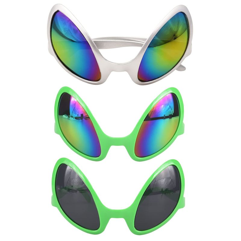 Lezevn 3 Pieces Alien Glasses Alien Costume Sunglasses for Halloween ...