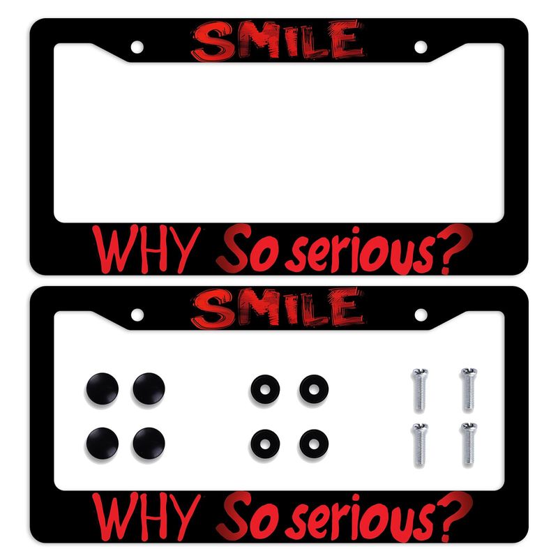 Word Art License Plate Frame 2 Pack Smile Why So Serious License Plate ...