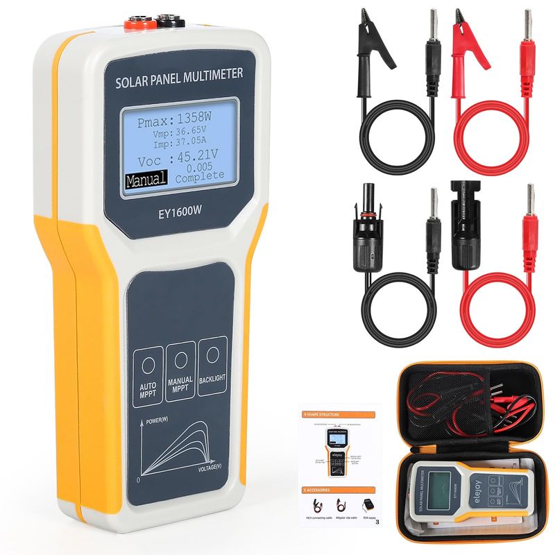 Jadeshay Solar Panel Tester,1600W Photovoltaic Panel Multimeter ...